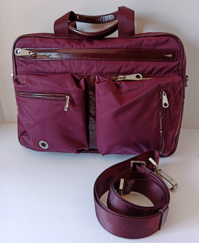 ro Bags NY Cranberry Nylon Patent Leather Work Travel Bag Detachable ...