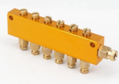 Brass 6 Way Adjustable Lube Oil Grease Distributor Valve Manifold Block ...