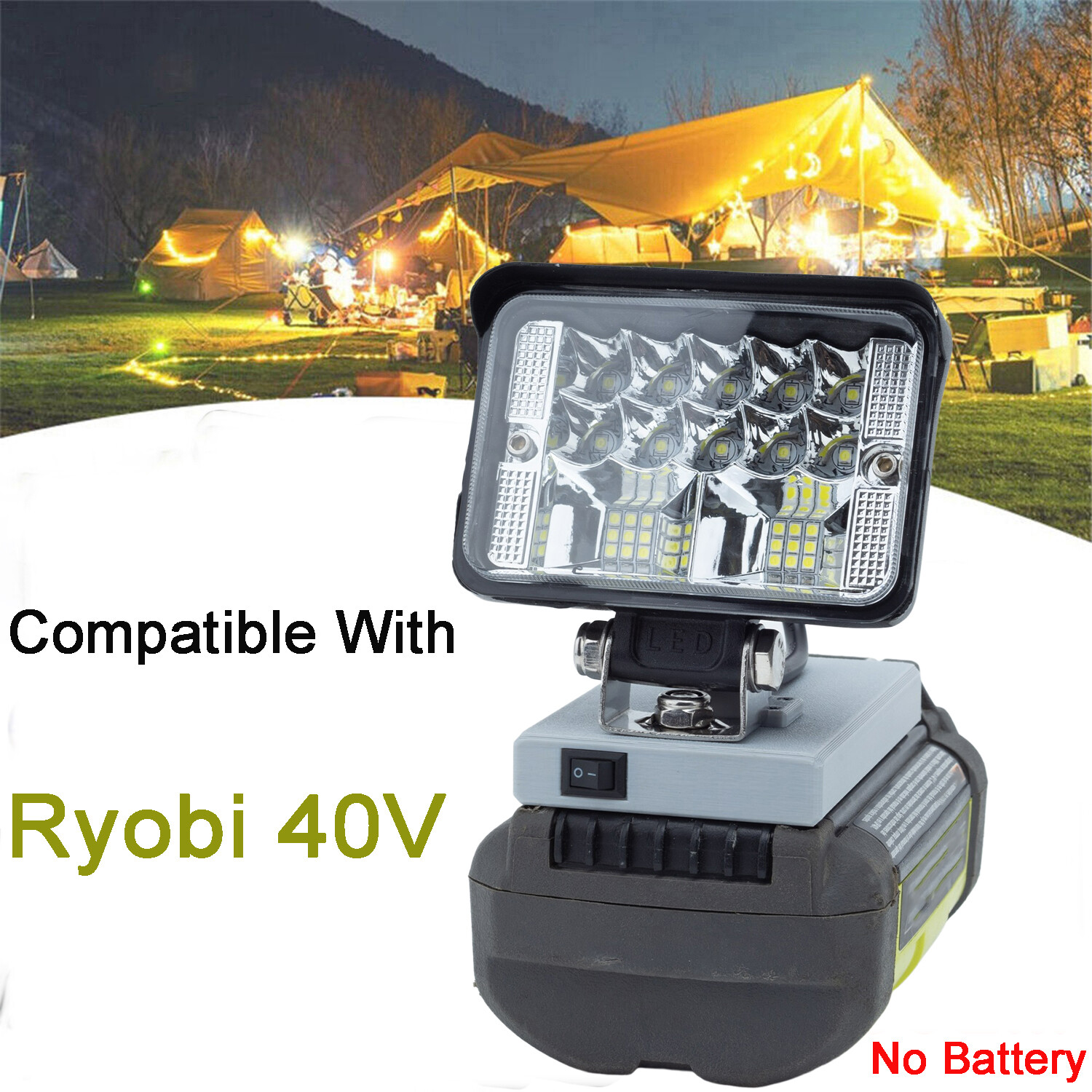 LED Work Light For Ryobi 40V Lithium Battery Cordless Portable Camping ...