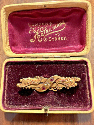 Victorian Chester Gold Diamond & Ruby Gold Bar Brooch | eBay