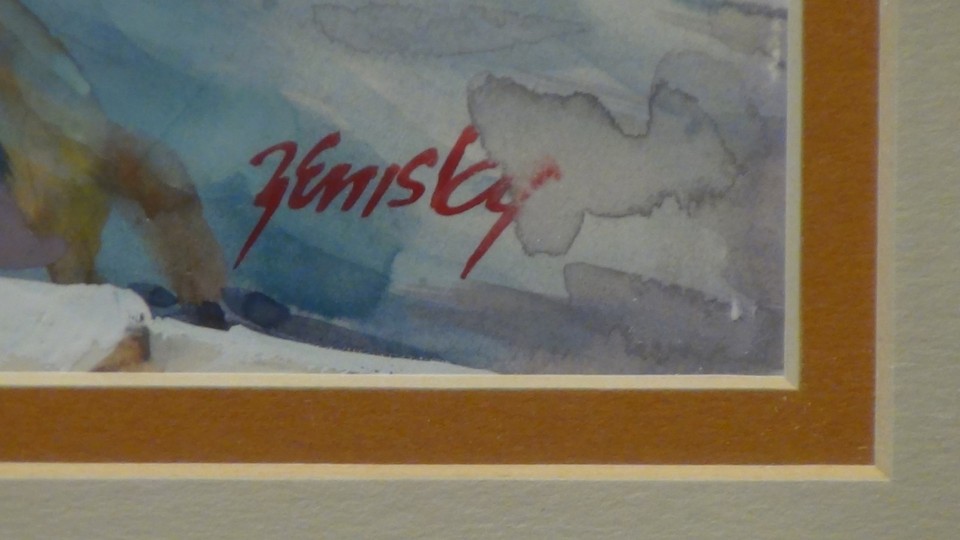 JESSICA ZEMSKY (BORN 1923,MONTANA) FRAMED ORIGINAL MIX MEDIA PAINTING ...
