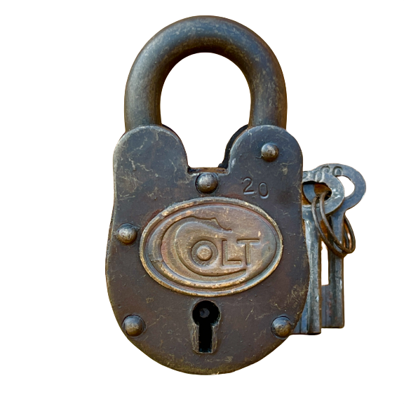 Colt Gun Cabinet Large Cast Iron Lock With 2 Working Keys and Antique ...