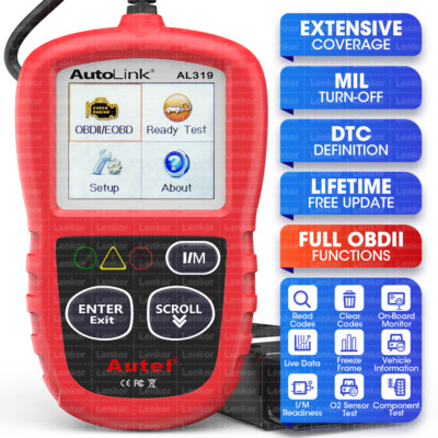 Autel Autolink AL319 OBD2 CAN OBDII Auto Car Code Reader Diagnostic ...