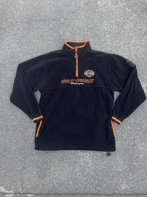 Harley Davidson Motorcycles Black Qaurter Zip Embroidered Fleece Jacket ...