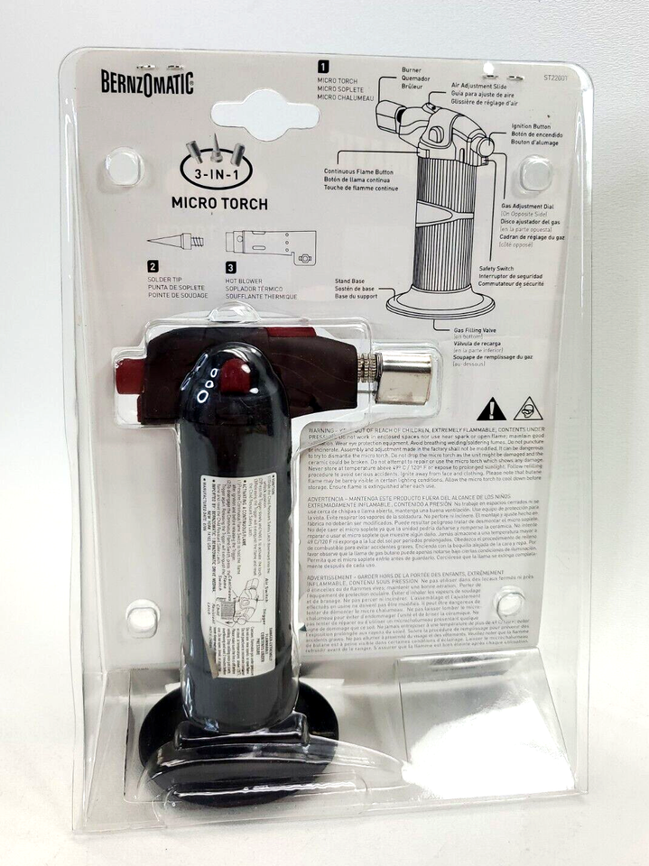 BernzOmatic 3-in 1 Micro Torch ST2200T Micro Flame Butane Torch NO ...