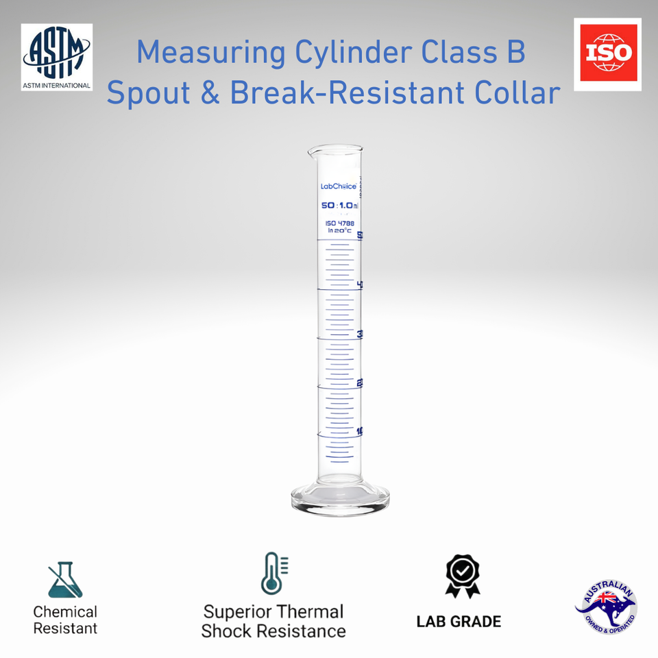 Measuring Cylinder Class B Graduated Spout Safety Collar Laboratory ISO ...