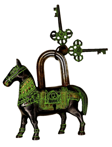 Brass Handcrafted Lock Horse Shape Victorian Style Functional Padlock ...