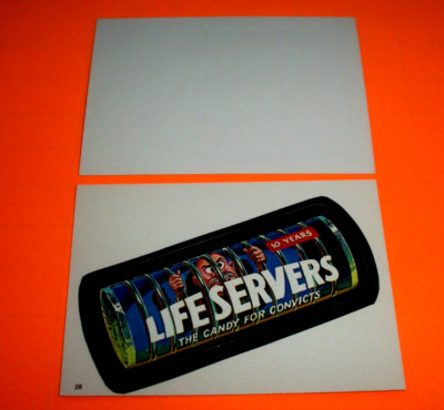 1986 Wacky Packages Album Series "LIFE SERVERS" #28 Blank Back Sticker ...