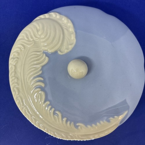 Vntg CHADWICK POTTERY BLUE Ivory CONSOLE BOWL Dish With Lid | eBay