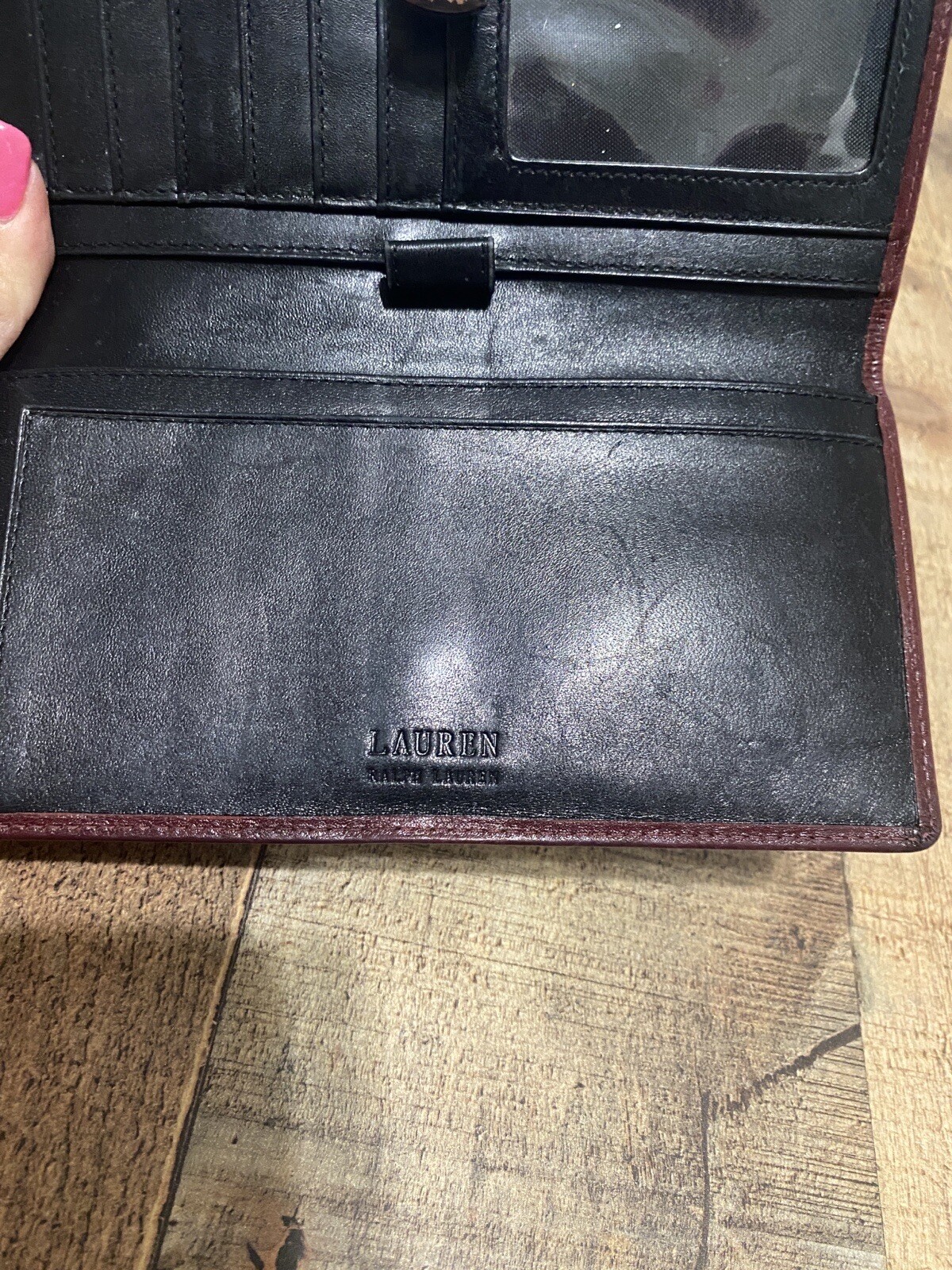 Lauren Ralph Lauren RLL Maroon Women's Checkbook Clut… - Gem