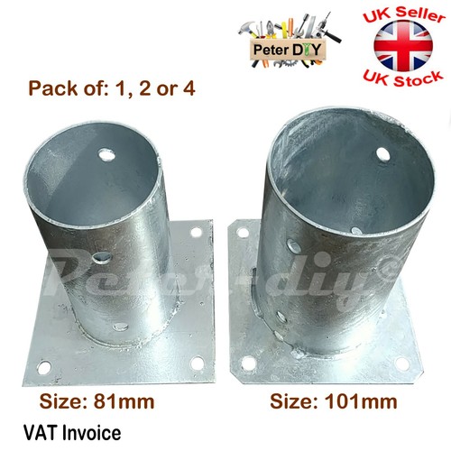 Heavy Duty Galvanised Bolt Down CIRCULAR Post Fence Foot 81or101mm Pack ...