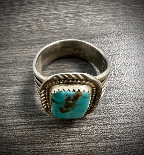 Royston Gem Turquoise & Sterling Silver Ring - Leonard Maloney - Size ...