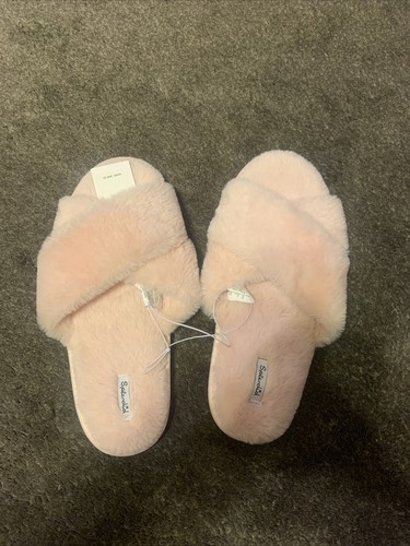 NEW Splendid Womens R95D271 Pink Open Toe Faux Fur Slip On Slipper Size ...