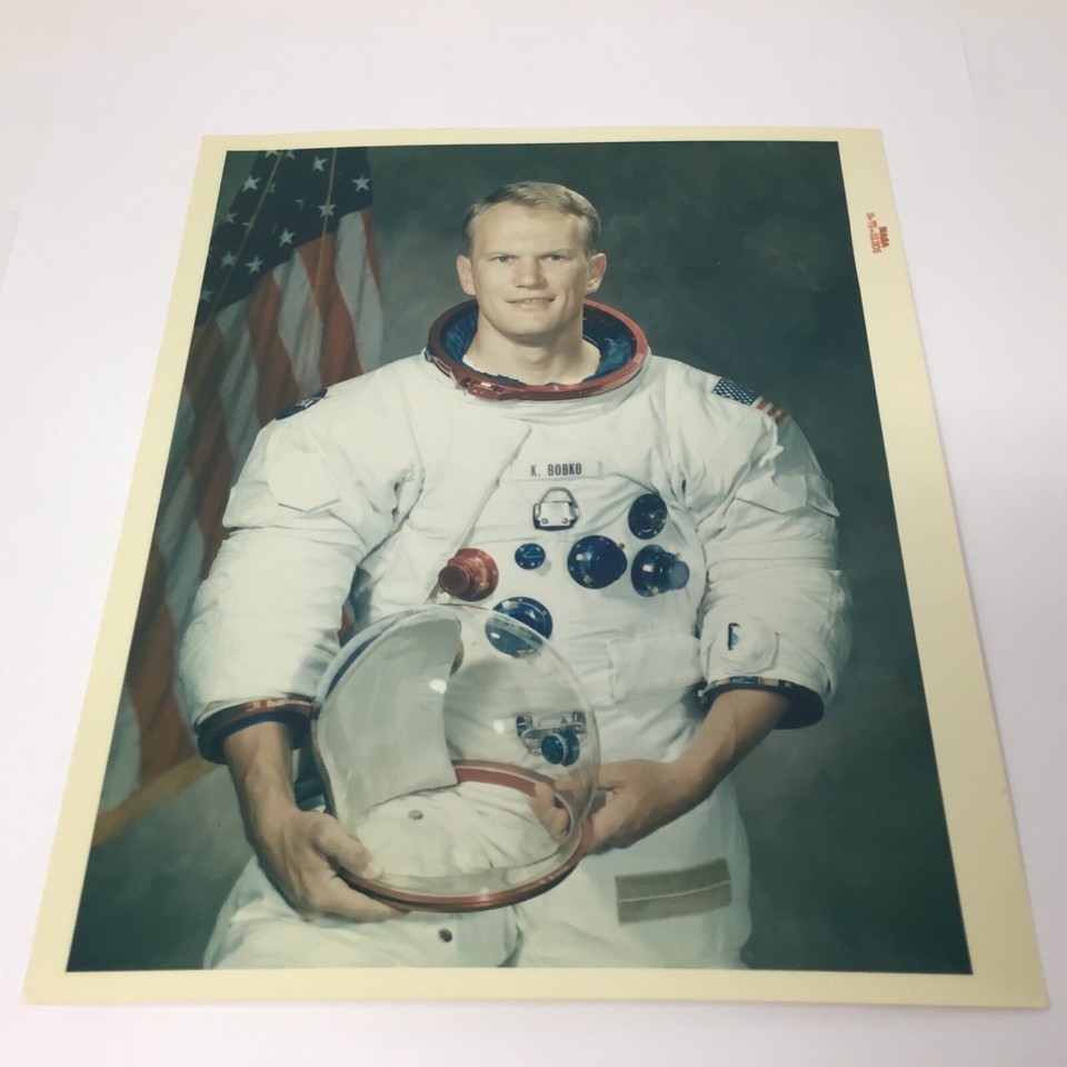 Vintage NASA Astronaut Karol BOBKO official red Ink Photo 8 x 10 Kodak ...