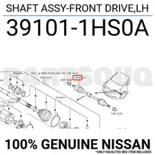 39101-95F0A Nissan Shaft assy-front drive lh 3910195F0A Genuine OEM ...