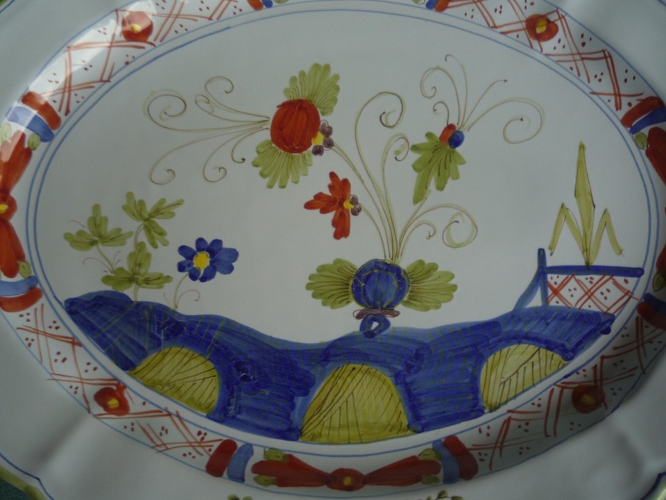 VINTAGE AMM GAROFANO FAENZA POTTERY BLUE CARNATION PLATTER CANTAGALLI ...
