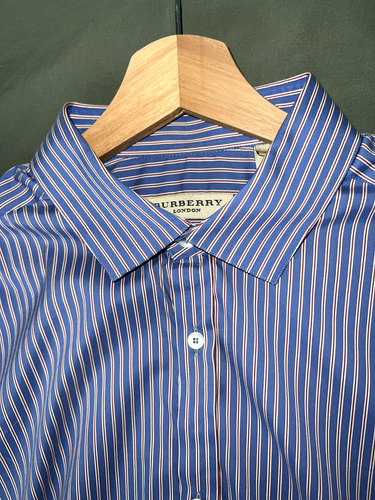 Burberry London Men’s Long Sleeve Button Down Shirt Blue Size 16 (41 ...