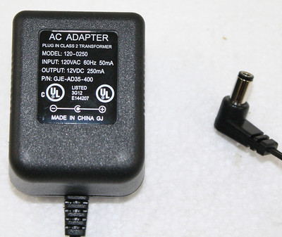 Class 2 AC Adapter Transformer Input 120VAC 50mA Output 12vDC 250mA GJE ...