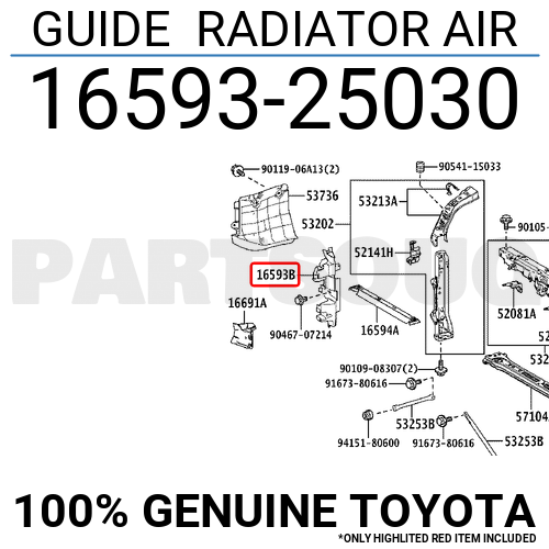 1659325030 Genuine Toyota GUIDE RADIATOR AIR 16593-25030 | eBay