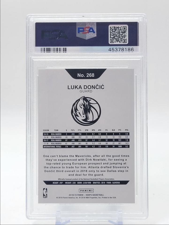 LUKA DONCIC 2018-19 NBA HOOPS WINTER ROOKIE MAVERICKS RC PSA 10 Q2072 ...