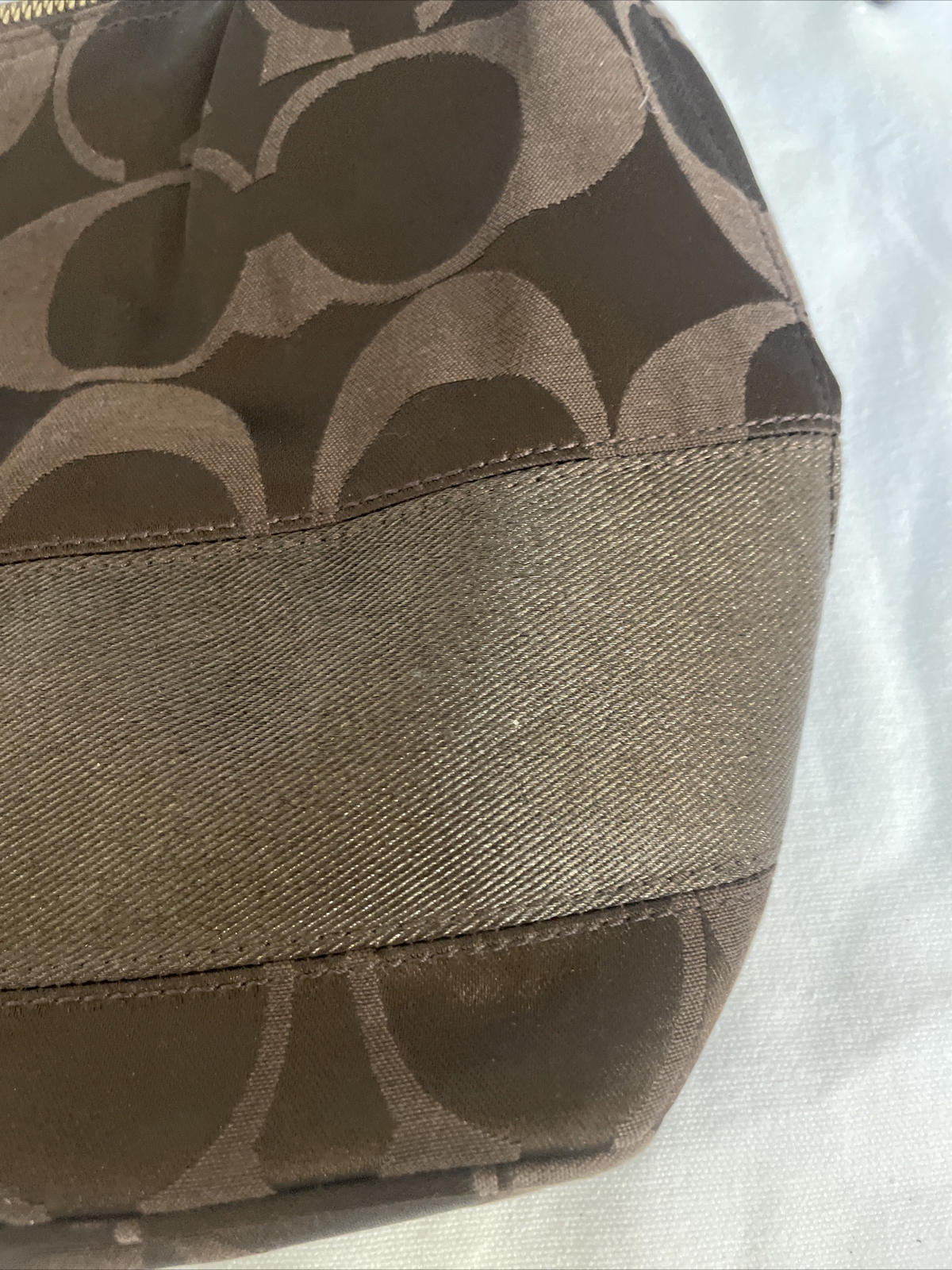 COACH F18039 Signature Brown Canvas Stripe Satchel Hobo EUC for sale ...