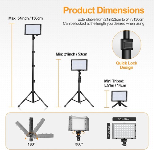 Led Photography Lighting Kit 2 Pcs Dimmable Continuous Portable Studio ...