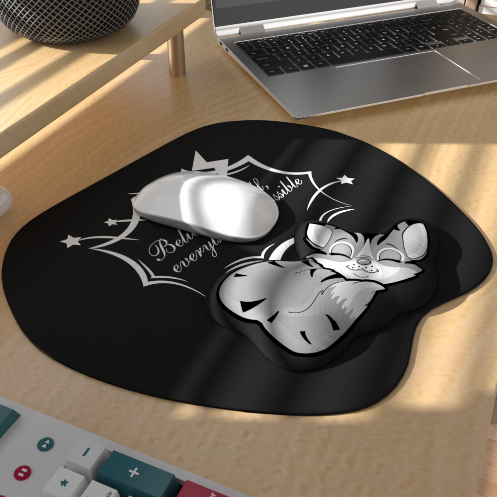 Ergonomic 3D Design Wrist Rest & Rollable Mouse Pad Set - Cat Black | eBay