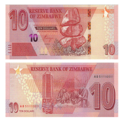 Two (2) X Z$10 Dollar UNC Zimbabwe Currency Banknote / Bond Note (2019 ...