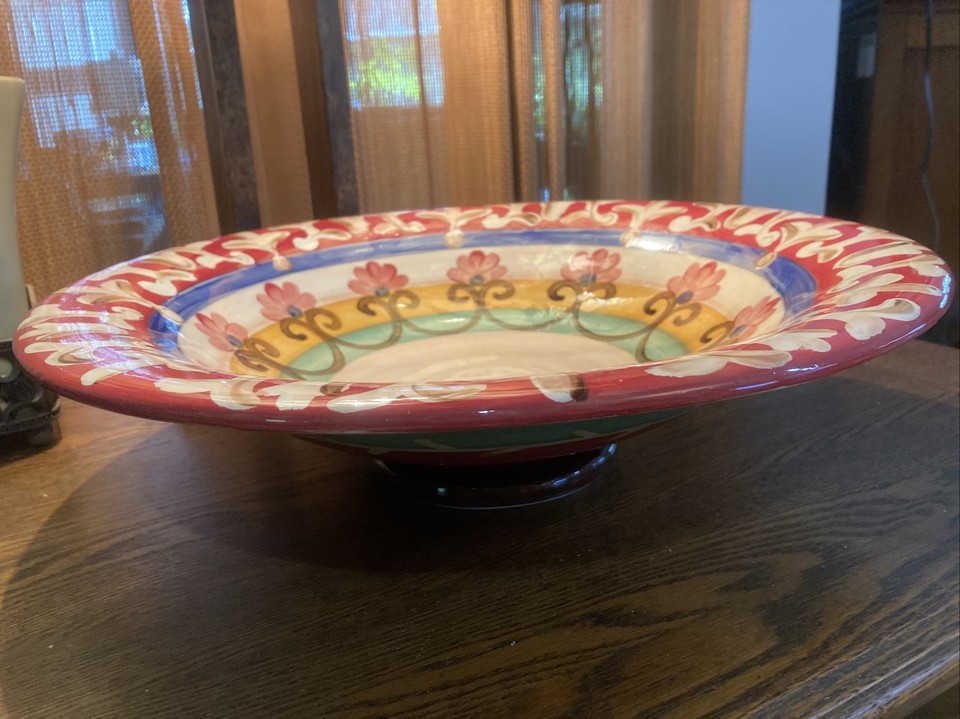 Vicki Carroll Pottery 2000 - LARGE ROUND PEDESTAL BOWL | eBay