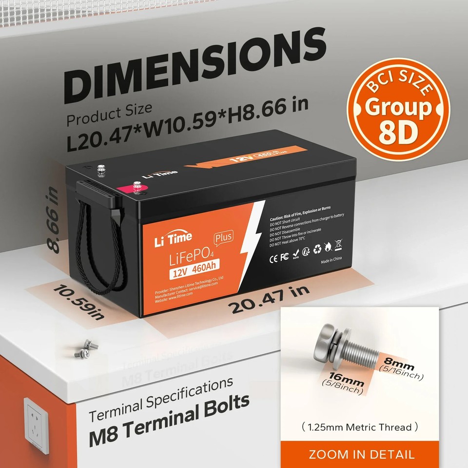 460Ah LiTime LIFePO4 battery (12v, 5888Wh) with 250A BMS | eBay