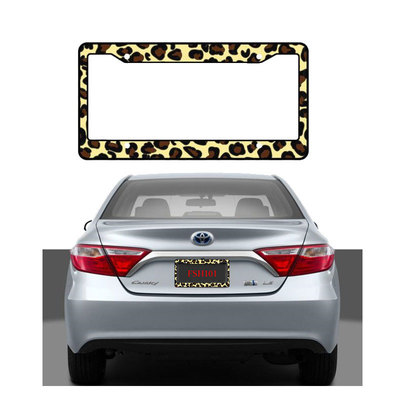 New Tan Leopard Print Car Truck Universal Fit License Plate Frame Made ...