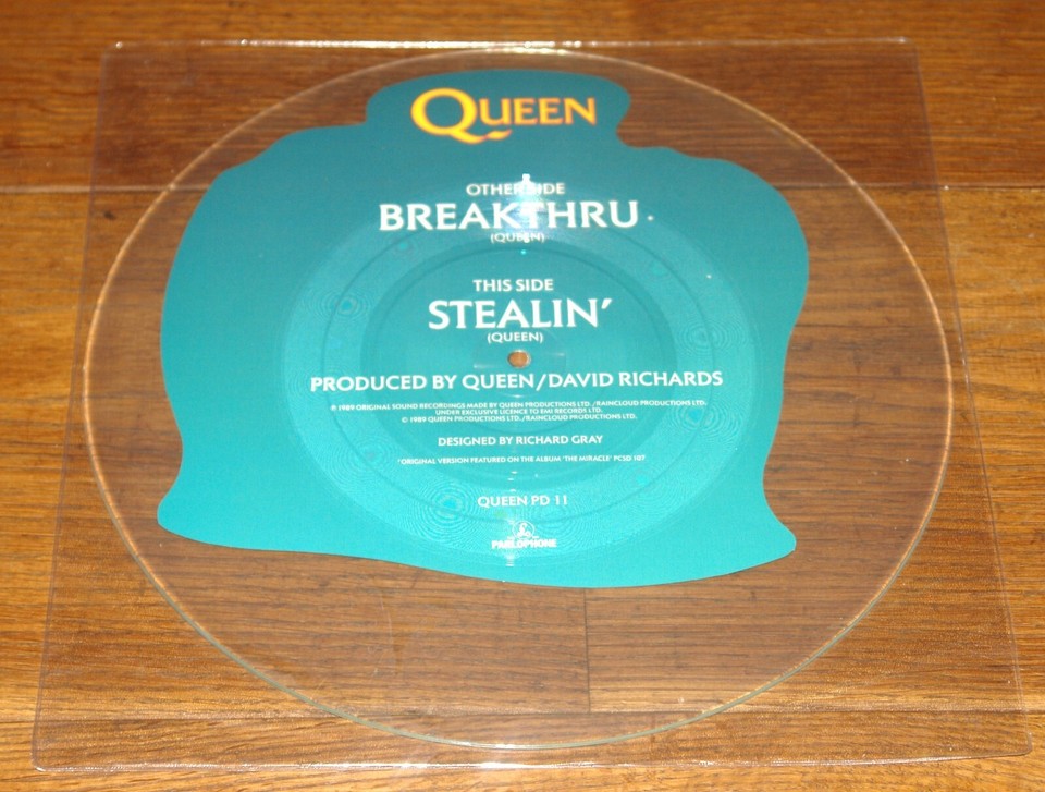 QUEEN BREAKTHRU b/w STEALIN UK PARLOPHONE SHAPED UNCUT TEST PICTURE ...