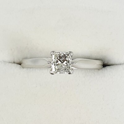 18KT Ladies White Gold 0.50ct Princess Cut Diamond Engagement Ring VAL ...