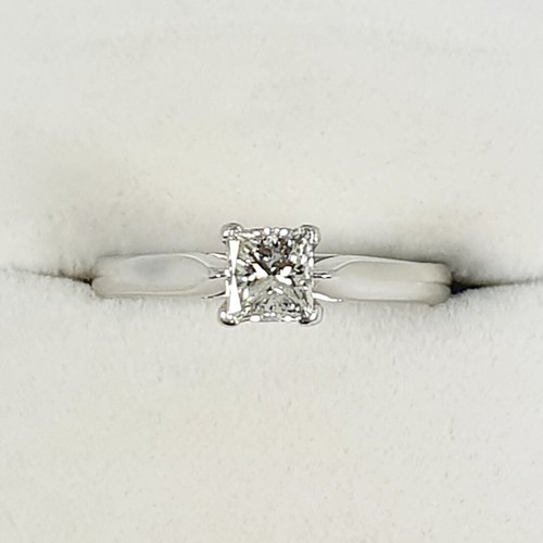 18KT Ladies White Gold 0.50ct Princess Cut Diamond Engagement Ring VAL ...