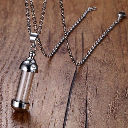Stainless Locket Pendant Necklace Ash Urn Hair Capsule Cremation ...
