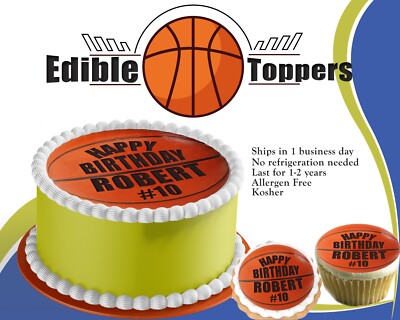Custom Basketball edible birthday cake picture, oreo cookies or cupcake ...
