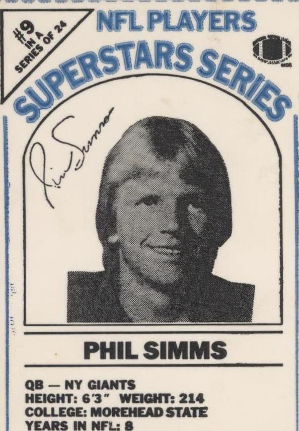 1986 Dairy Pak Milk Carton Cards - Phil Simms #9 Blue/Black Ink for ...