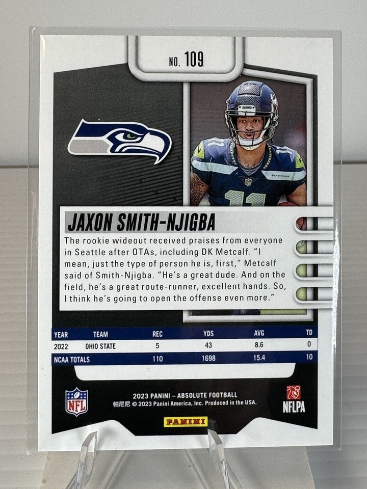 2023 Panini Absolute Jaxon Smith-Njigba JSN RC Silver Rookie SP #109 ...