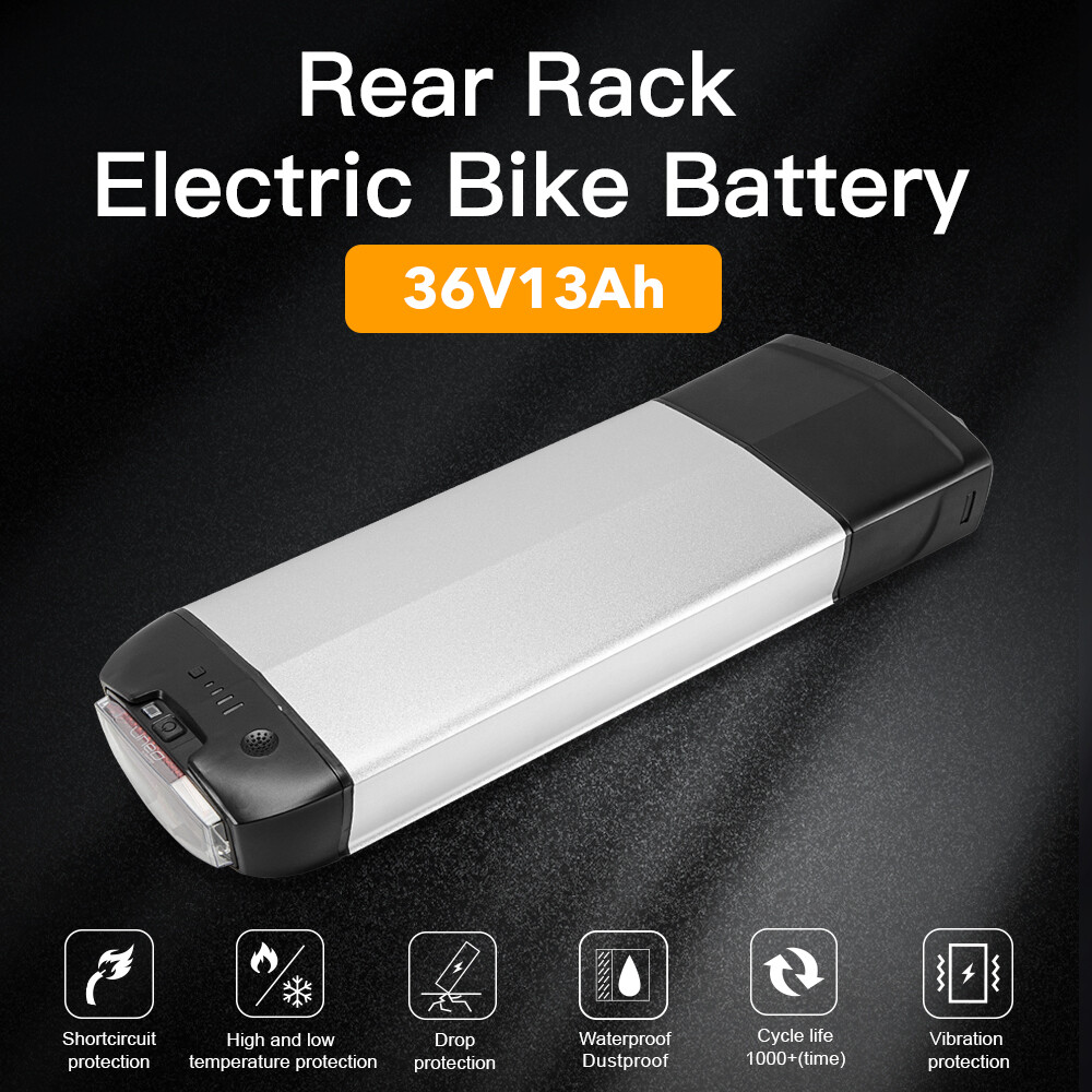 36V13Ah E-Bike Lithium-ion Rear Seat Battery Fit Rear Rack Electric ...