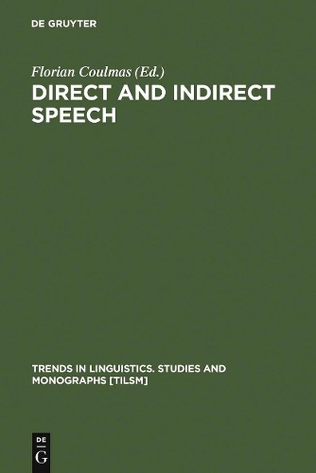 Direct and Indirect Speech by Florian Coulmas (English) Hardcover Book ...