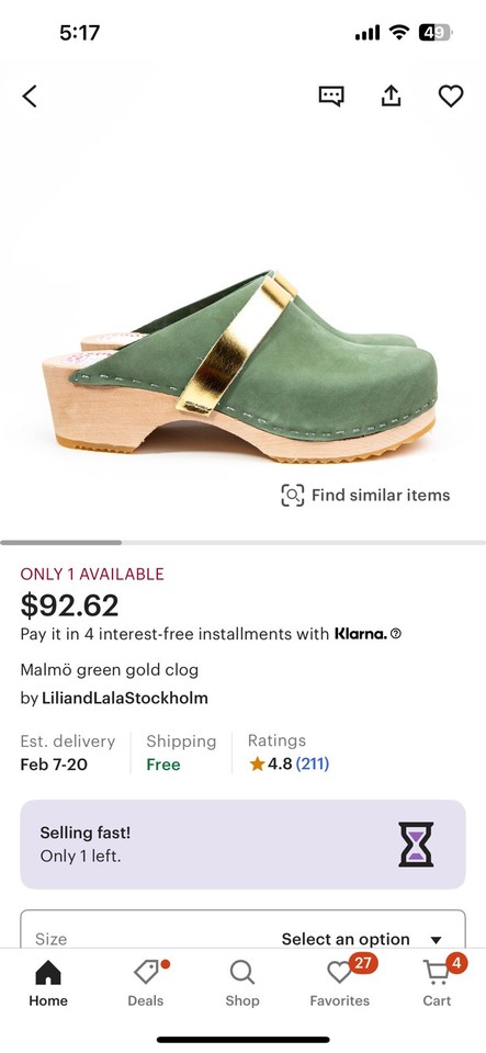 Lili And Lala Woman Clogs Wooden Gold Moss Green 39 NIB European made ...
