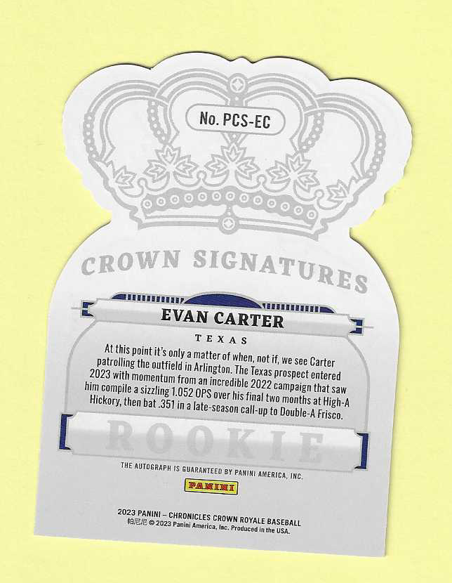 2023 Panini Chronicles Crown Royale Rookie Crown Signatures Evan Carter ...
