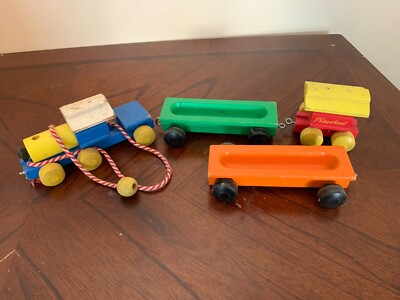 VINTAGE 1970s Playskool Wooden Train Classic Pull Toy | eBay