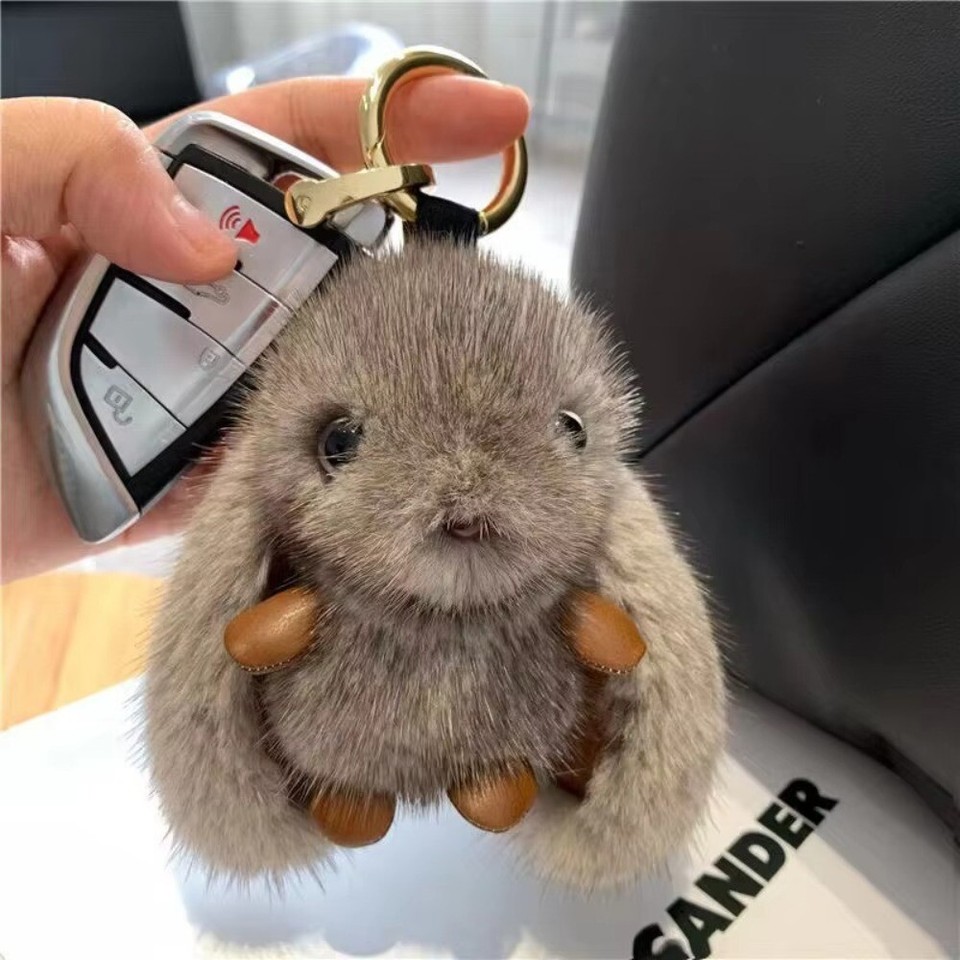 Fluffy Fur Rabbit Keychain Cartoon Bunny Key Ring Cute Bag Car Key ...