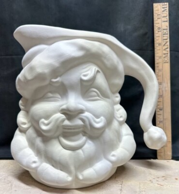 Woodley Ceramic Bisque Santa Head Pitcher Ready to Paint | eBay