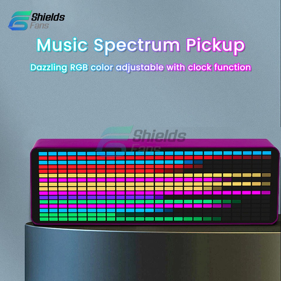 MIC+CABLE Sound Level Meter Clock LED Audio Display Music Spectrum ...