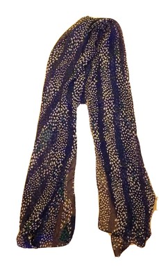 Cejon Womens Silver Scarf Wrap Shawl Cobalt Blue White Heart Print 17 x ...