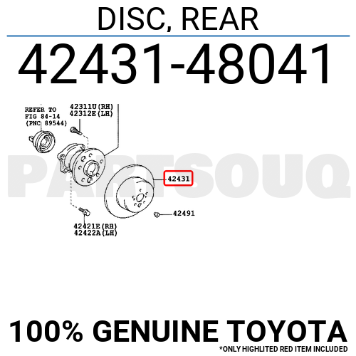 4243148041 Genuine Toyota DISC, REAR 42431-48041 | eBay