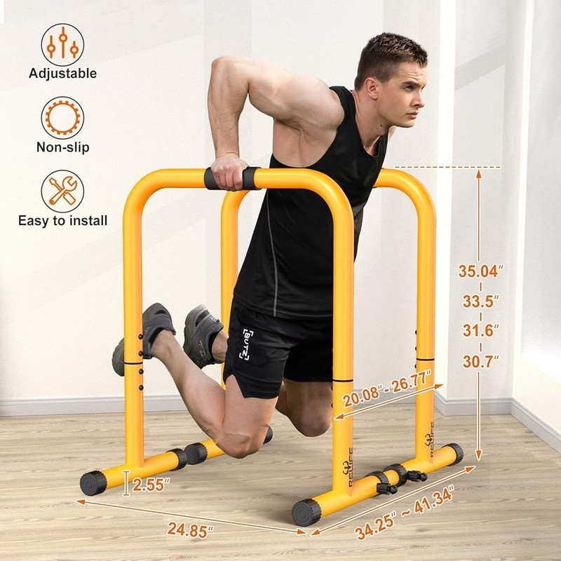 Heavy Duty Dip Bars Adjustable Height Parallettes Push Ups Dips Gym ...