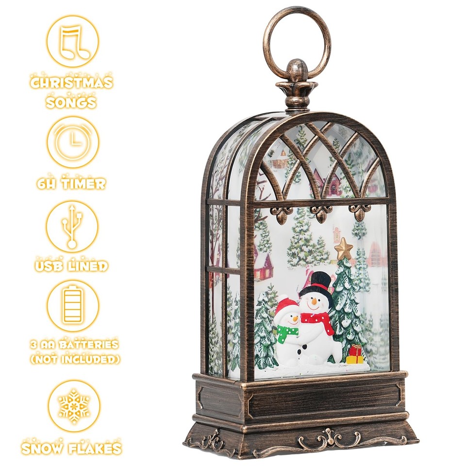 Snow Globe Christmas with Snowman, Lighted Christmas Snow Globes with ...